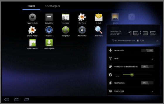 Présentation d’Android Honeycomb (interface en français ...